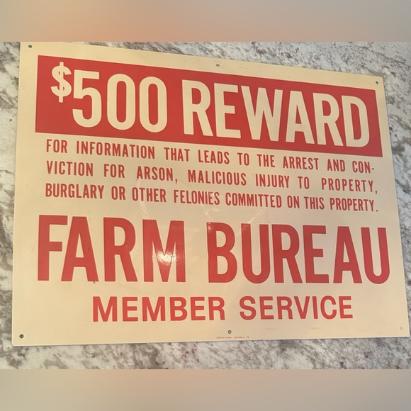 Wall Decor | The Sign In The Image Is A Farm Bureau Reward Sign Scioto ...